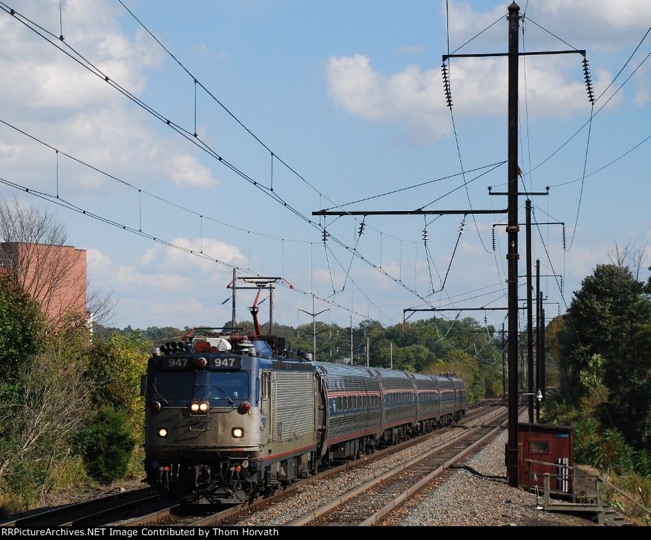 AMTK Keystone train 645 is west bound approaching the station stop